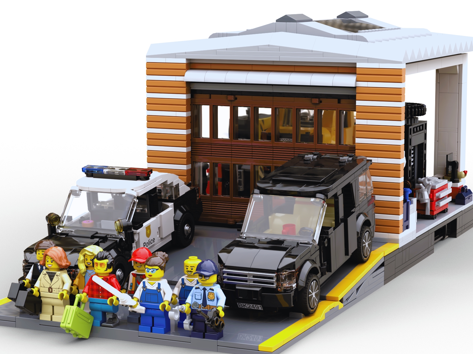 [Fleet vehicles and service garage - working car lift] [BrickLink]