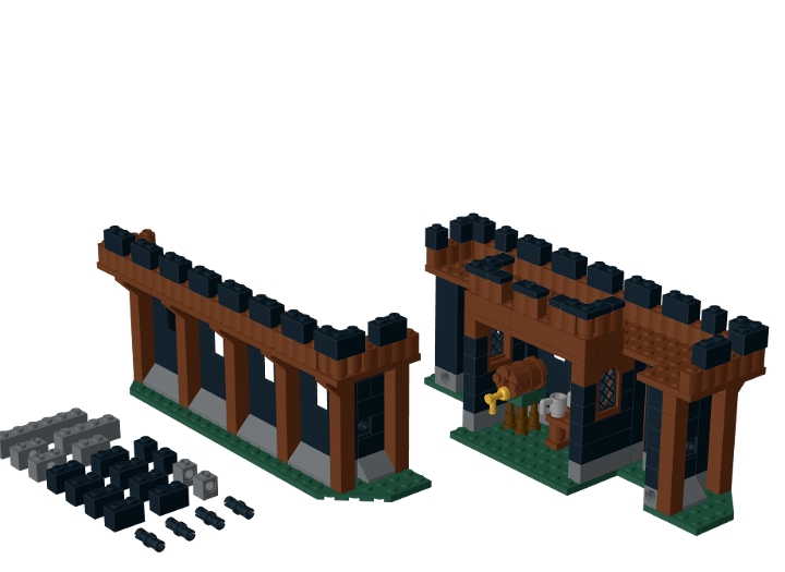 Green Dragon Castle Wall Extensions from BrickLink Studio [BrickLink]