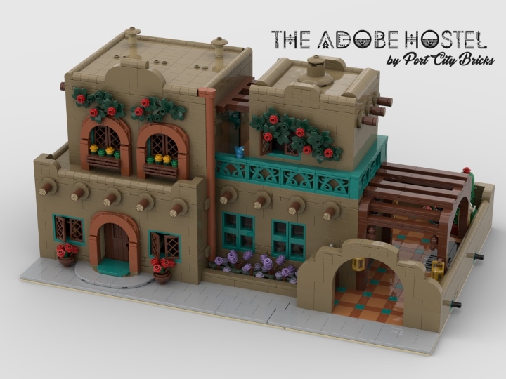 The Adobe Hostel - A Modular Building by Port City Bricks from BrickLink Studio [BrickLink]