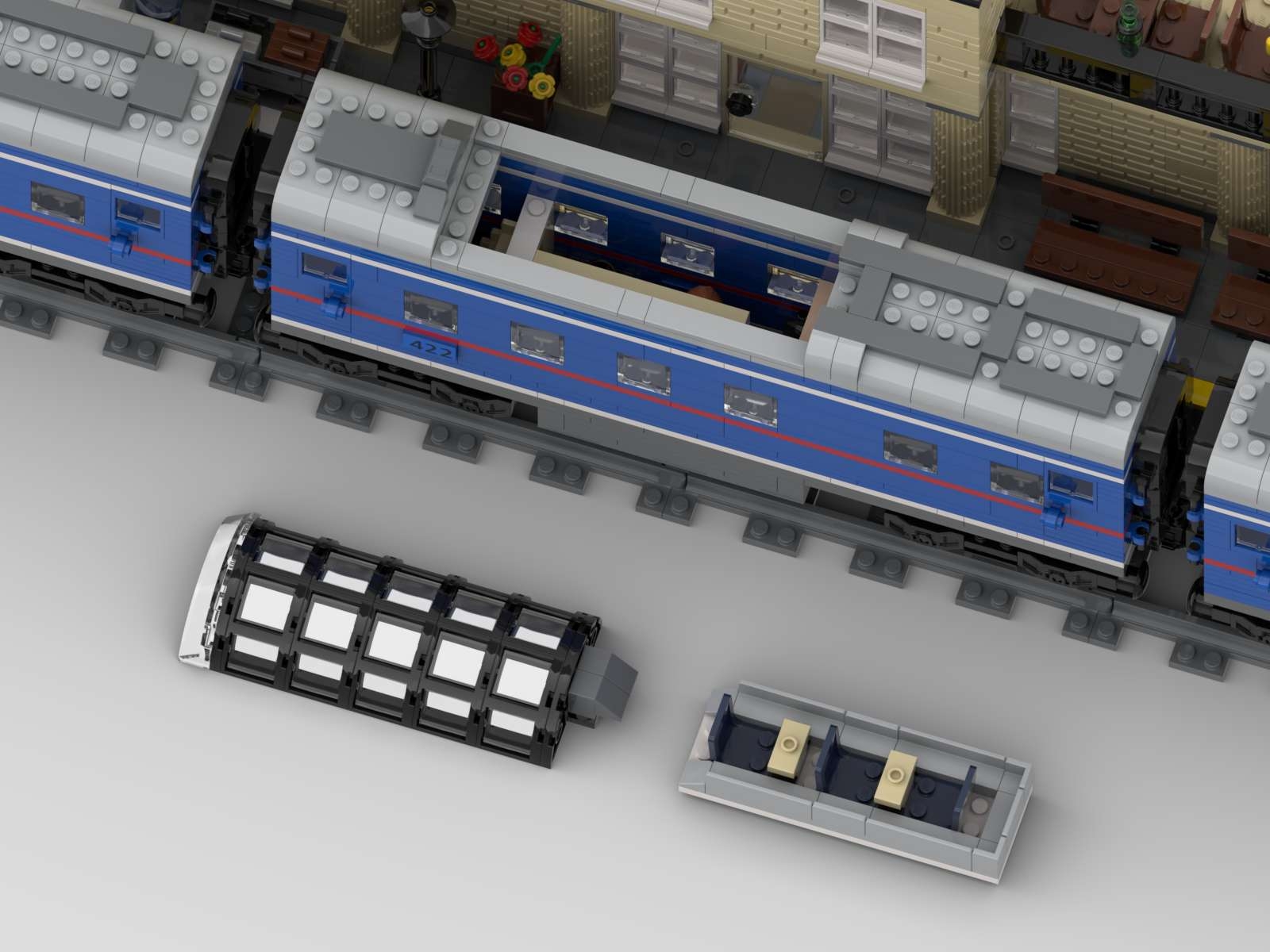 Mini Lego Train Amtrak Walthers 85' Budd Small Window Coach Ready