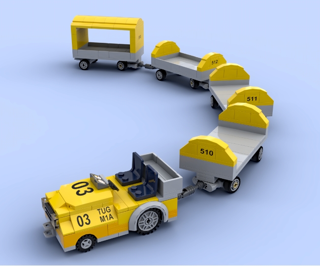 Airport Tug and Luggage carts from BrickLink Studio [BrickLink]