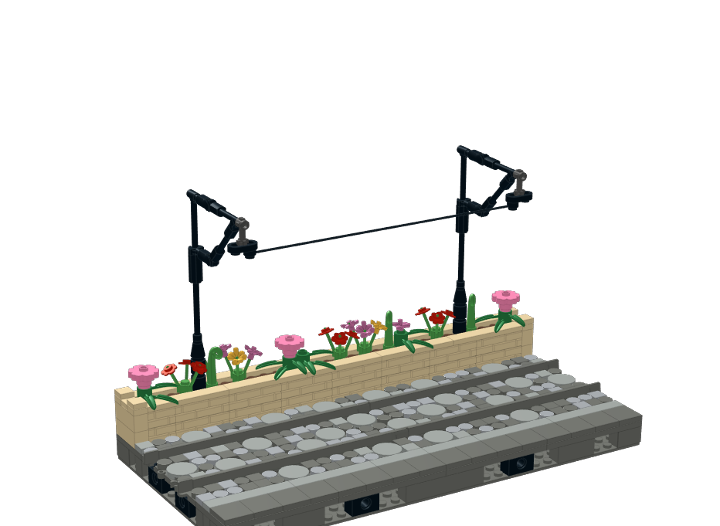 Tram track Modular 32x16 from BrickLink Studio [BrickLink]