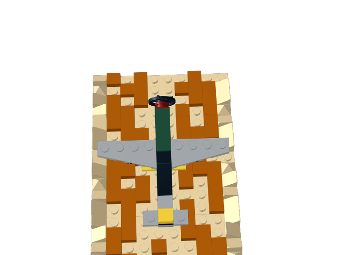 vintage plane on dirt runway from BrickLink Studio [BrickLink]