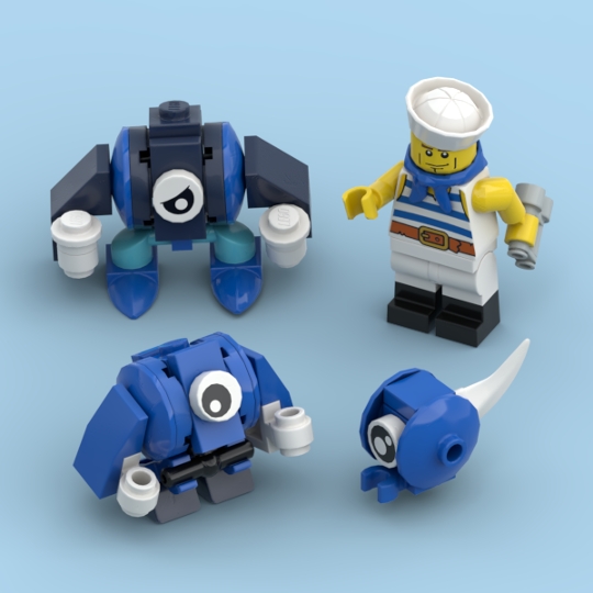 Water Team of Monsters with Sailor Trainer from BrickLink Studio ...