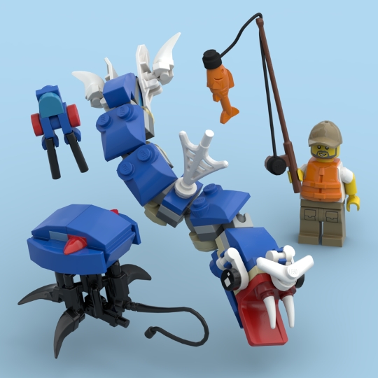 Water Team of Monsters with Fisherman Trainer from BrickLink Studio ...