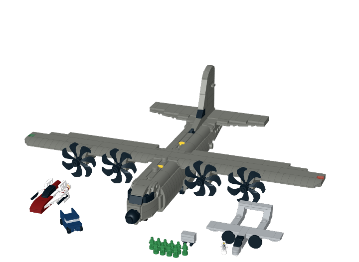 Grey airplane with friends from BrickLink Studio [BrickLink]