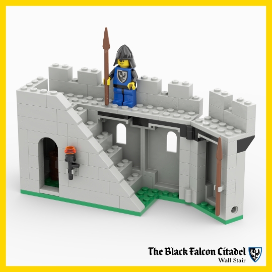 Black Falcon Citadel Wall Stair from BrickLink Studio [BrickLink]