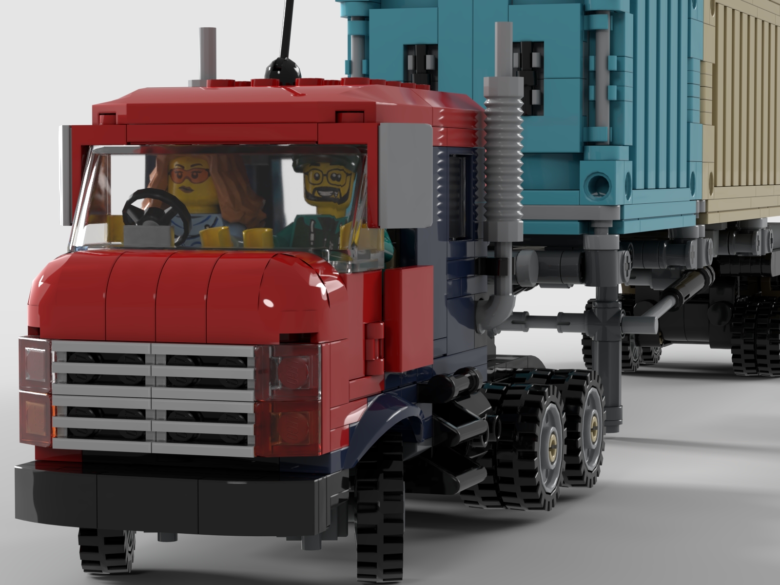 [Semi Truck Tractor and Trailer with connectible Containers] [BrickLink]