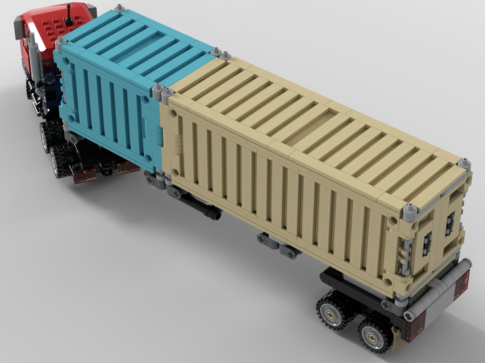 [Semi Truck Tractor and Trailer with connectible Containers] [BrickLink]