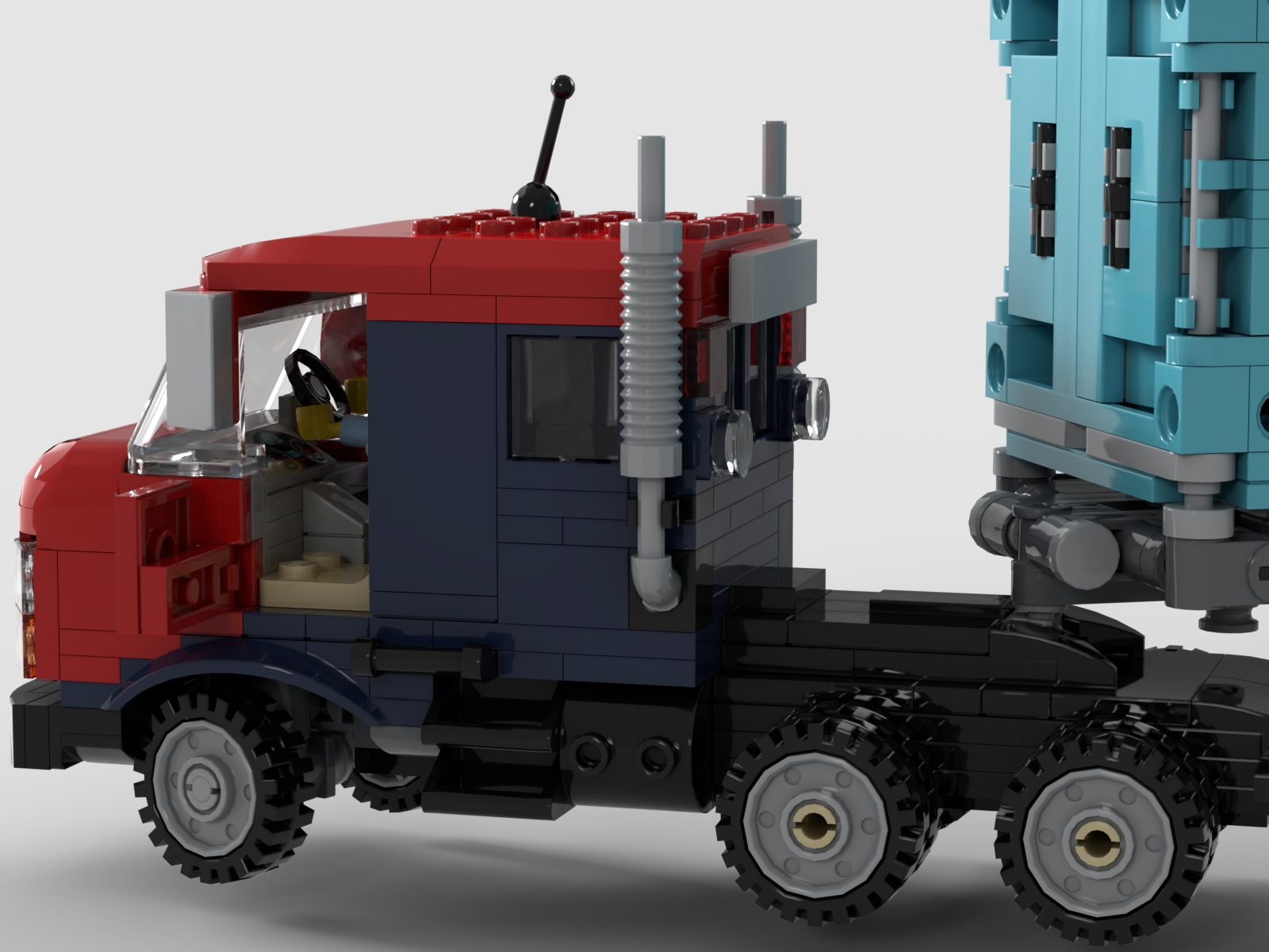 [Semi Truck Tractor and Trailer with connectible Containers] [BrickLink]