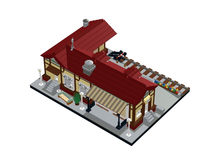 Ware House for a Train Station from BrickLink Studio [BrickLink]