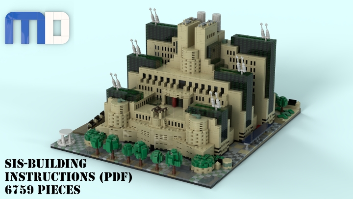 SIS Building (Vauxhall Cross / MI6) MOC from BrickLink Studio [BrickLink]