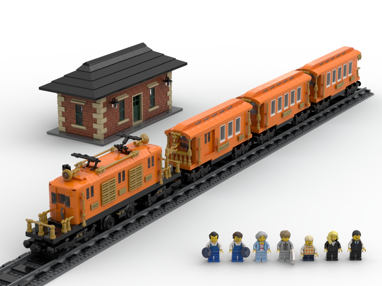 [1920s Tinplate Toy Train with Station] [BrickLink]