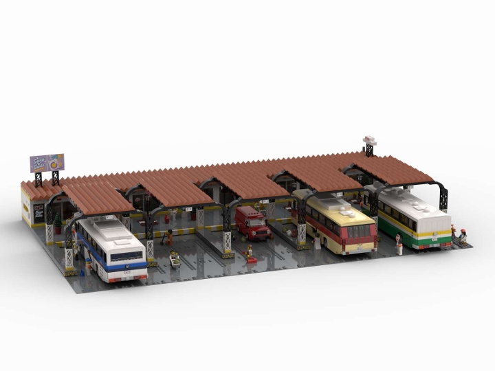 Small Town Central Bus Station 80's from BrickLink Studio [BrickLink]