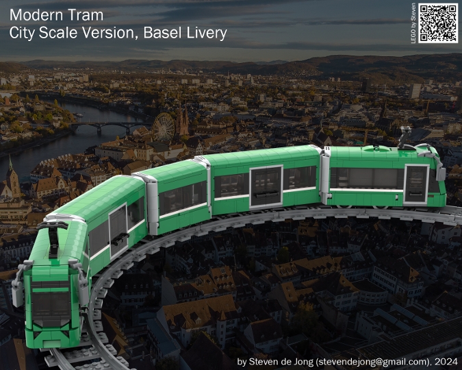 MOC - Cityflex L5 Tram (City Scale, Basel Livery, RC) from BrickLink ...