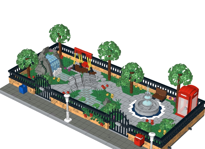 Modular English Park from BrickLink Studio [BrickLink]