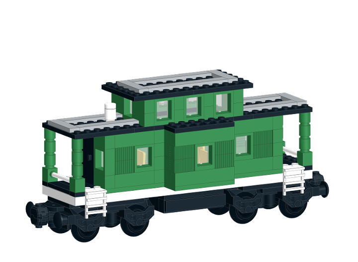 Caboose with Bay Window in Green and White from BrickLink Studio ...