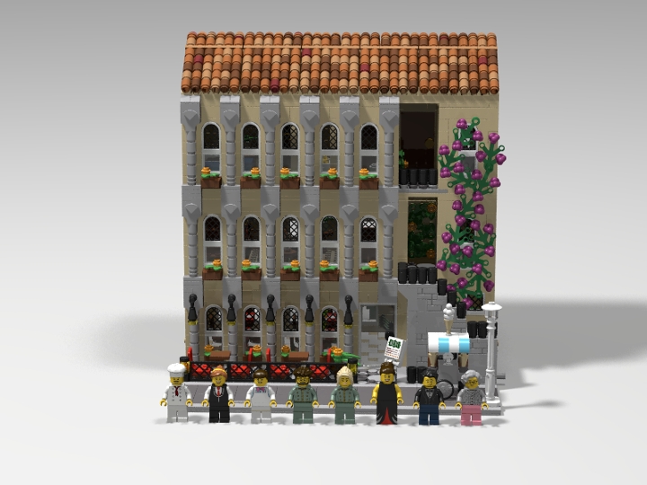 hotel and italian restaurant from BrickLink Studio [BrickLink]
