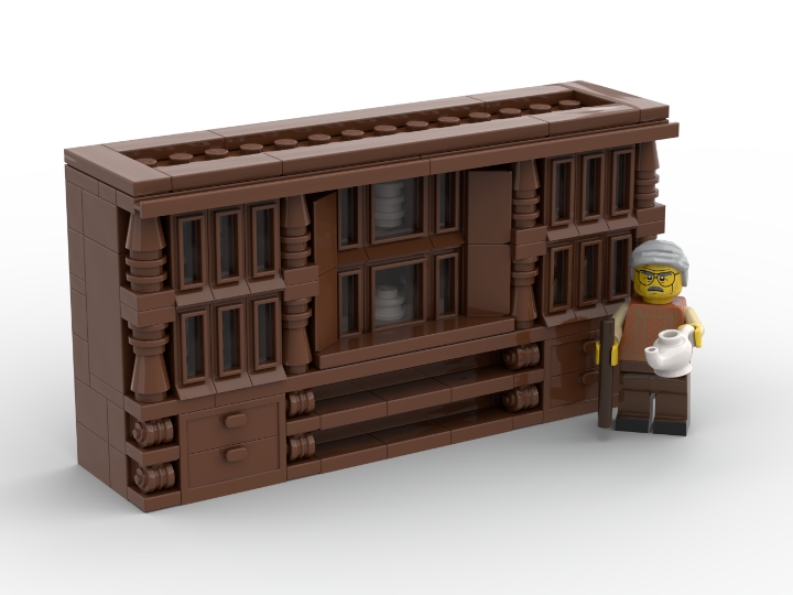 Vintage Oak Display Cabinet from BrickLink Studio [BrickLink]
