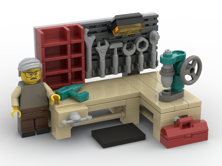 Vintage Grandfathers Workshop Carpentry Tools from BrickLink Studio [BrickLink]