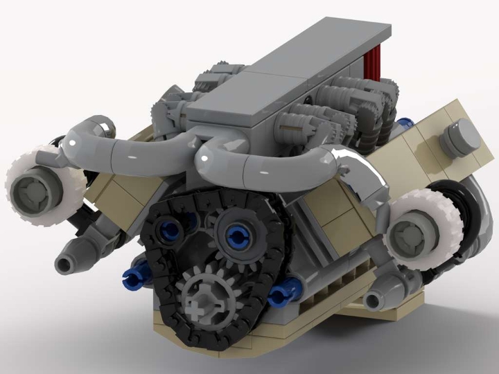 Twin Turbo V8 Engine from BrickLink Studio [BrickLink]