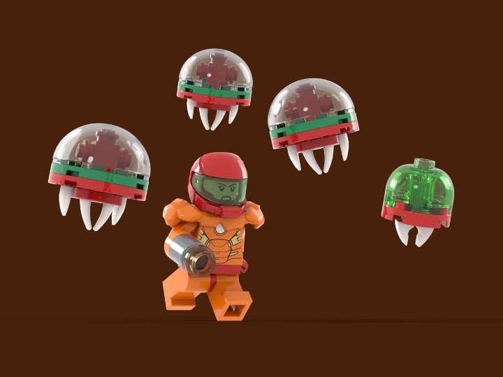 Metroid and Baby Metroid from BrickLink Studio [BrickLink]