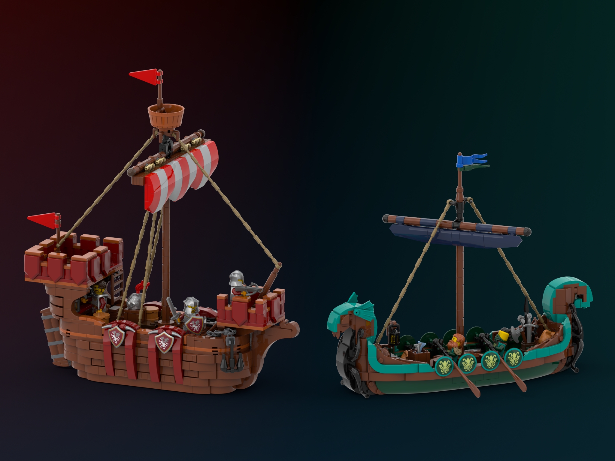 [Medieval Cog and Longship] [BrickLink]