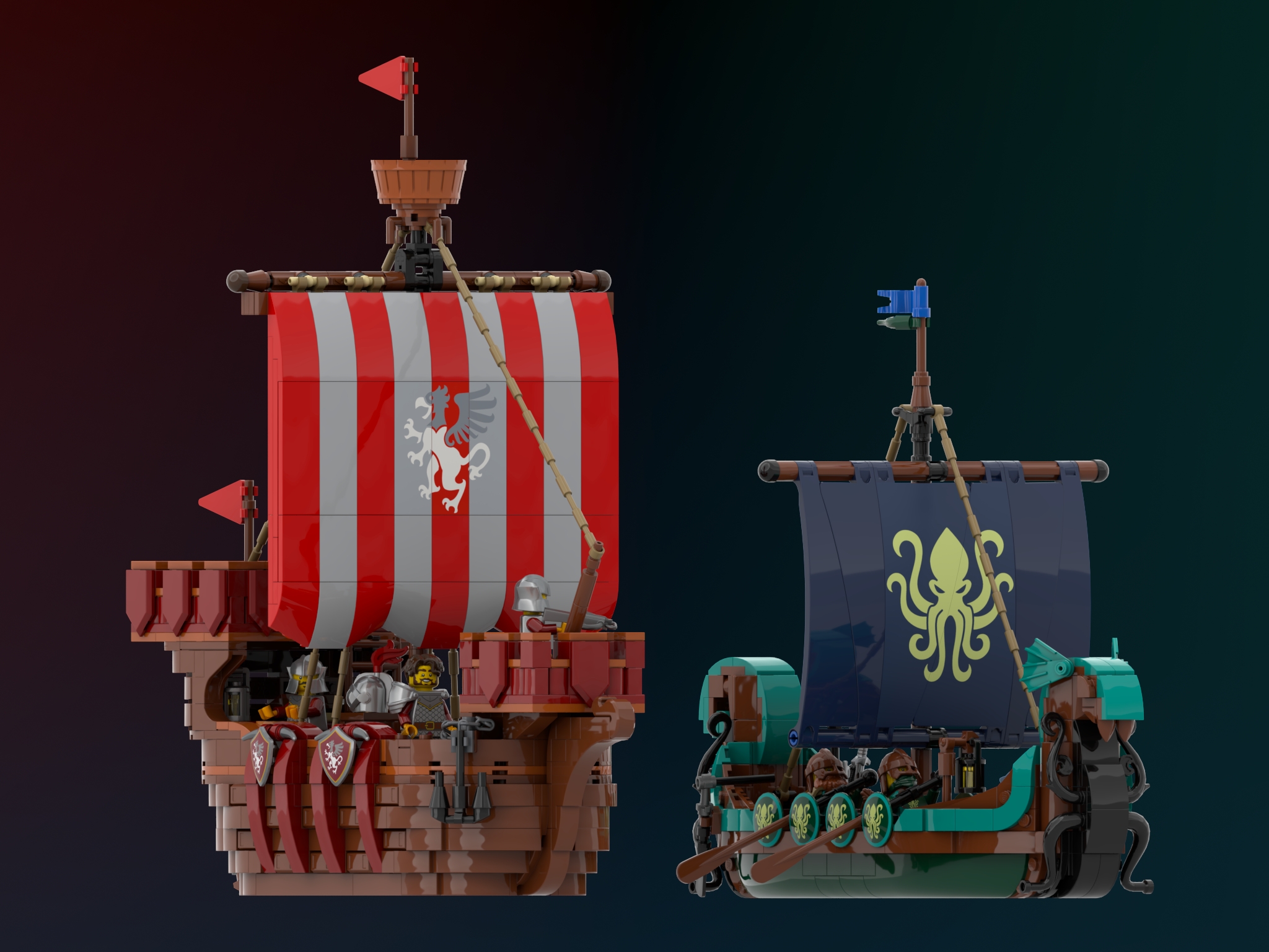 [Medieval Cog and Longship] [BrickLink]