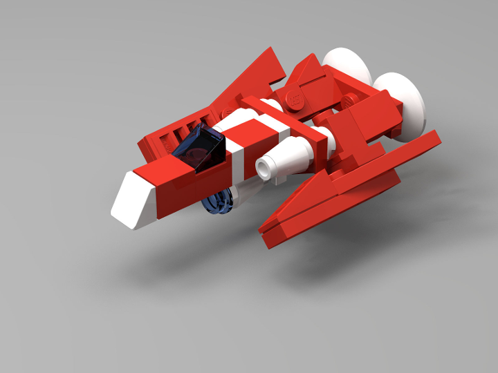 micro spaceship red&white from BrickLink Studio [BrickLink]
