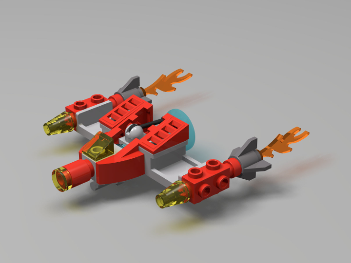 micro spaceship red&grey from BrickLink Studio [BrickLink]