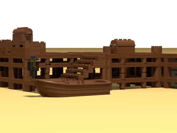 large dock with wooden pier from BrickLink Studio [BrickLink]