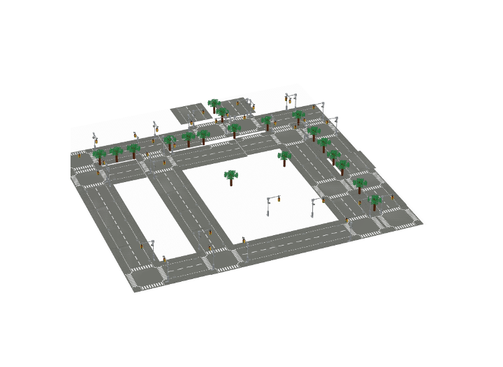 road layout with trees & lights from BrickLink Studio [BrickLink]